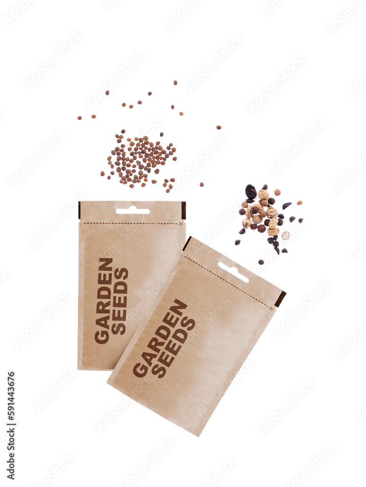 Packet of seeds for the vegetable garden, isolated on a white ...