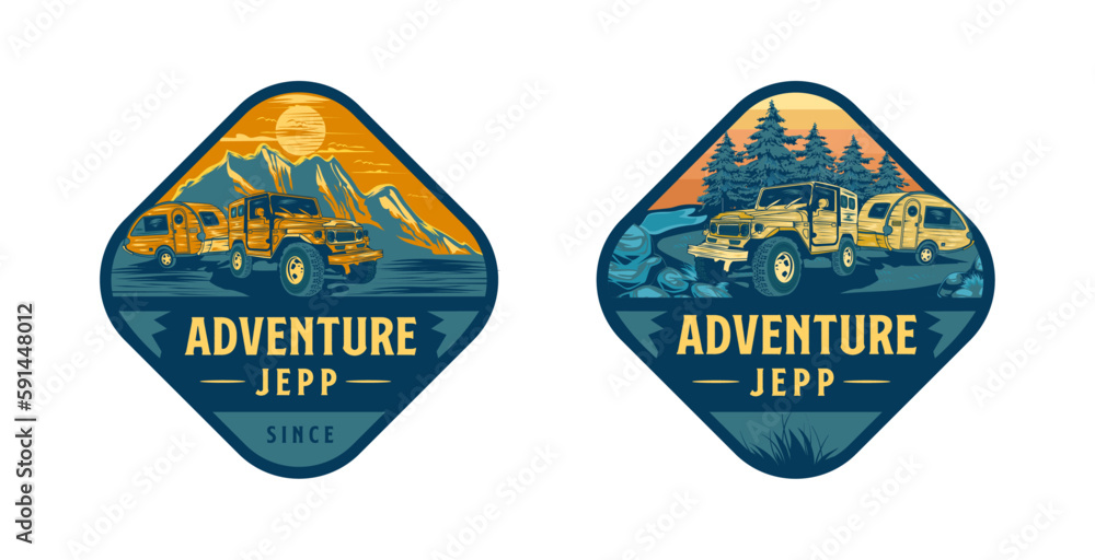 vector set of adventur logo, adventure in nature and rugged mountains ...