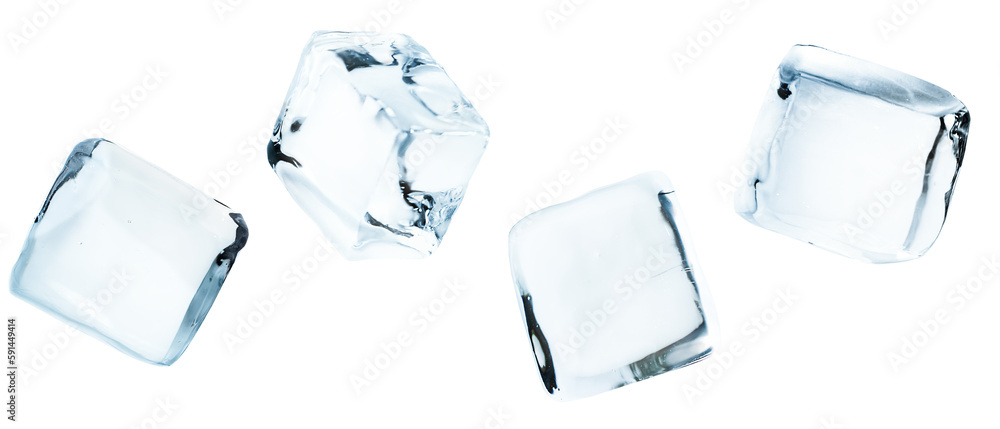 four ice cubes in a row on a white isolated background Stock Photo ...