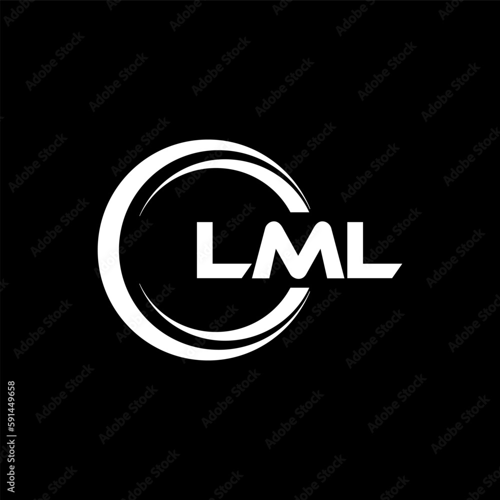 Vecteur Stock LML letter logo design with black background in ...