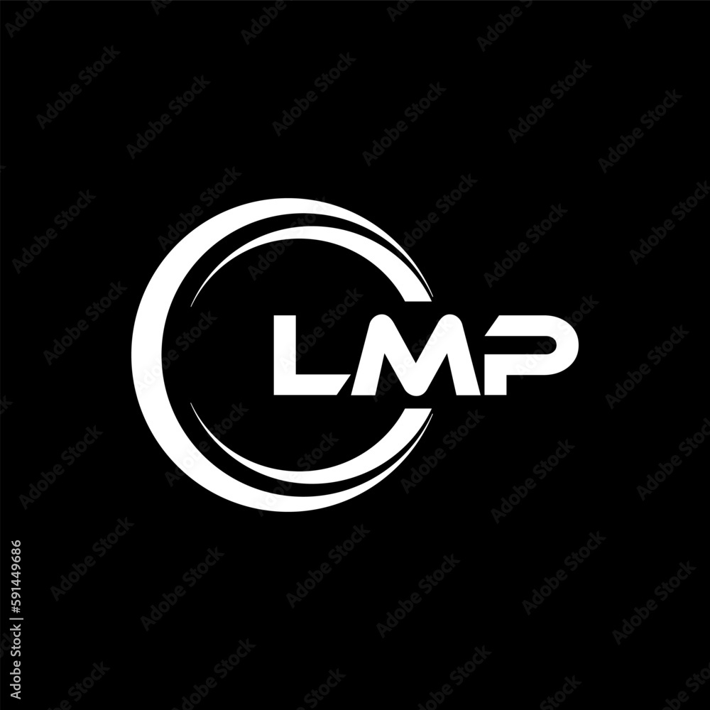 LMP letter logo design with black background in illustrator, cube logo ...