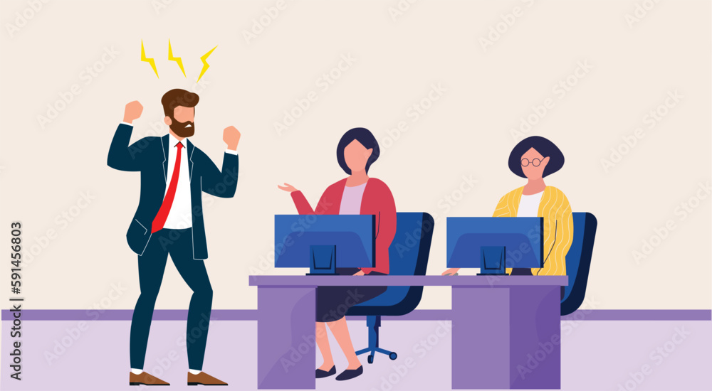 Vetor de Office bullying at work person and harassment employee with ...