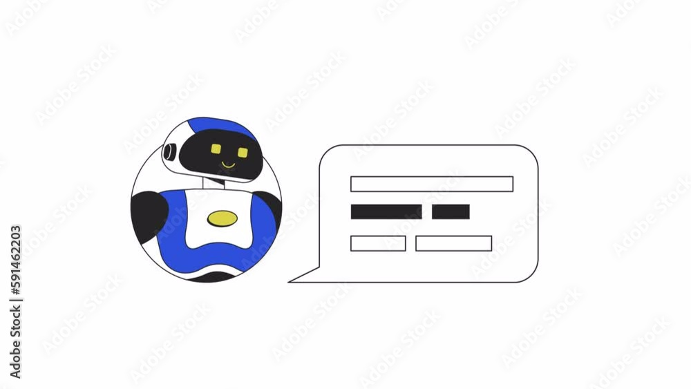 Bot answering in chat animation. Animated faq chatbot 2D cartoon flat ...