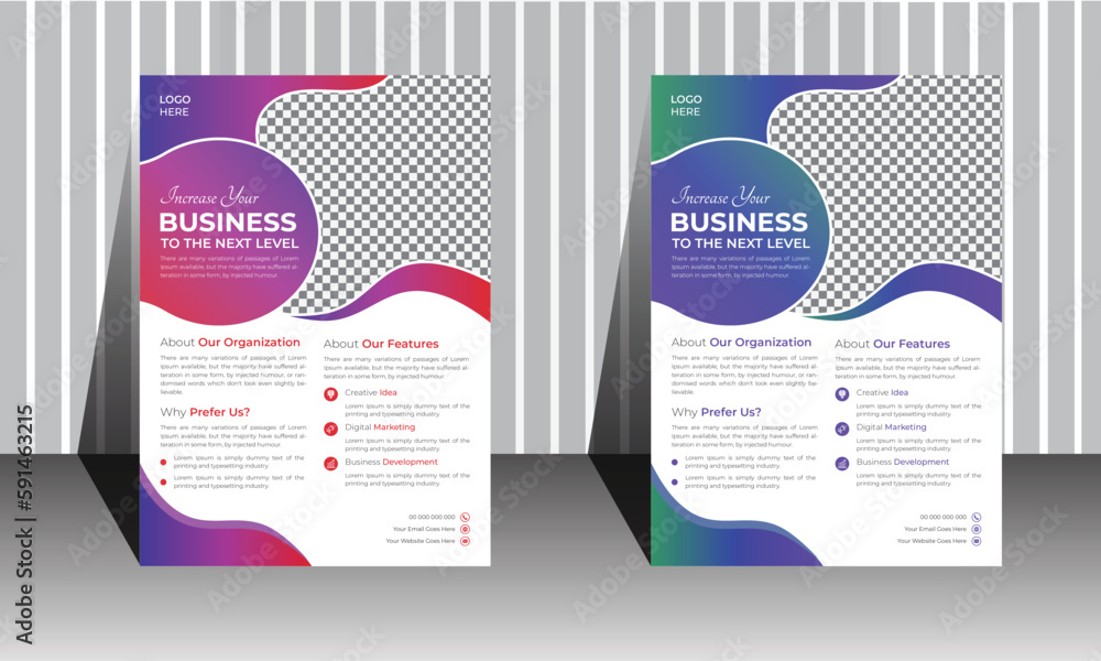Vecteur Stock Professional corporate business flyer, two color combo a4 ...