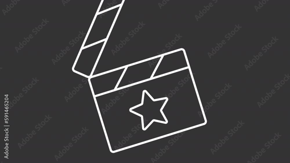 Animated white line clapperboard. Filmmaking industry. Movie production ...