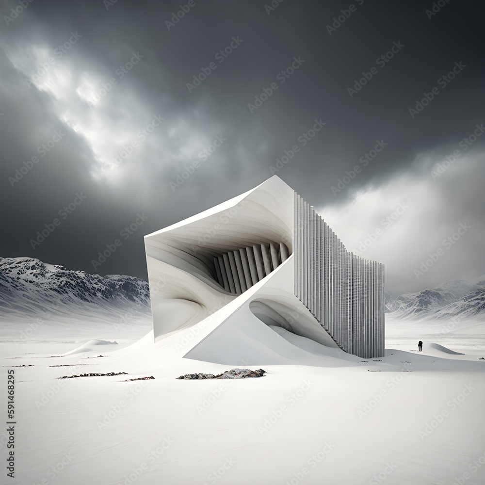 esort on the plateau mountain wide square snow mountain background ...