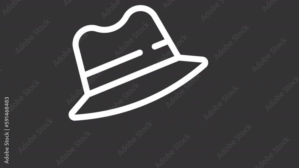 Animated male hat white line icon. Head wear for men. Sun protection ...