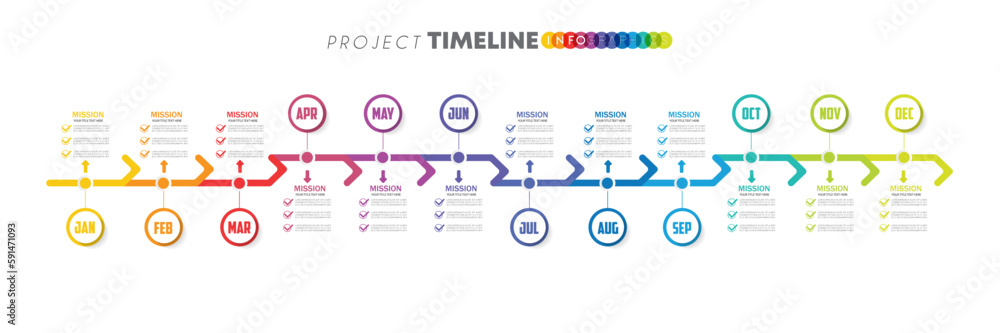 infographic Project timeline graph for 12 months modern diagram ...