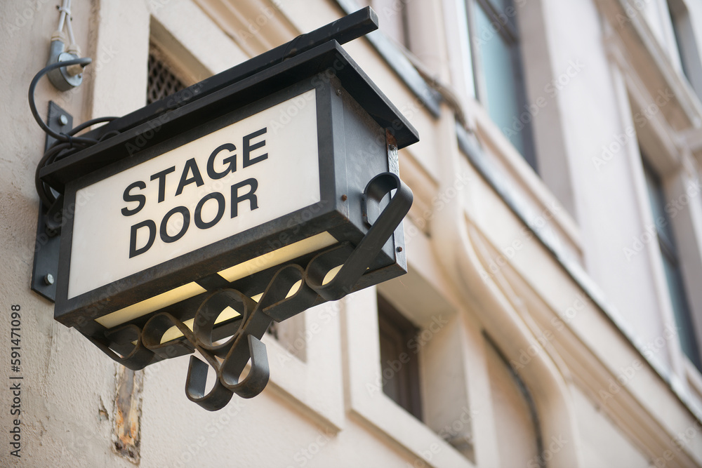 Theatre stage door sign. Stock Photo | Adobe Stock