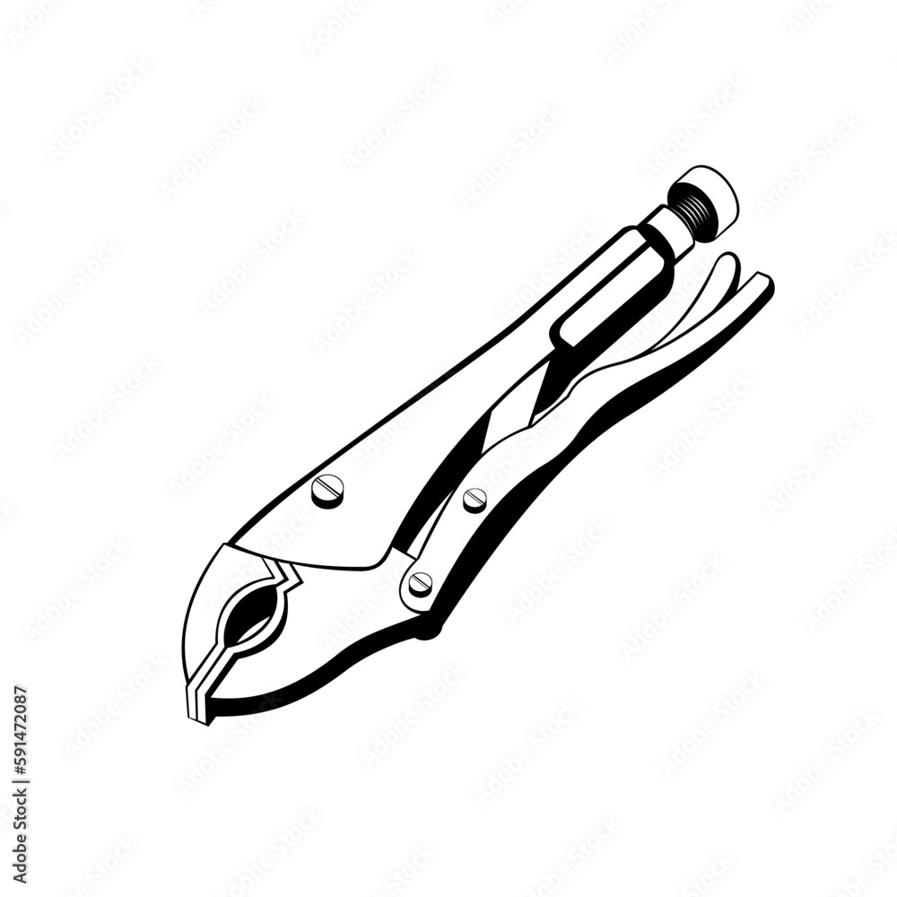 vector illustration of Curved Jaw Locking Pliers Stock Vector | Adobe Stock