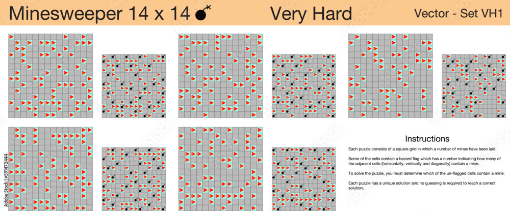 5 Very Hard Minesweeper 14 x 14 Puzzles. A set of scalable puzzles for ...