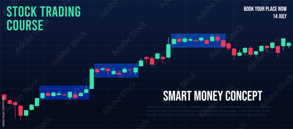 Trading courses promo page. Web banner template for trading companies ...