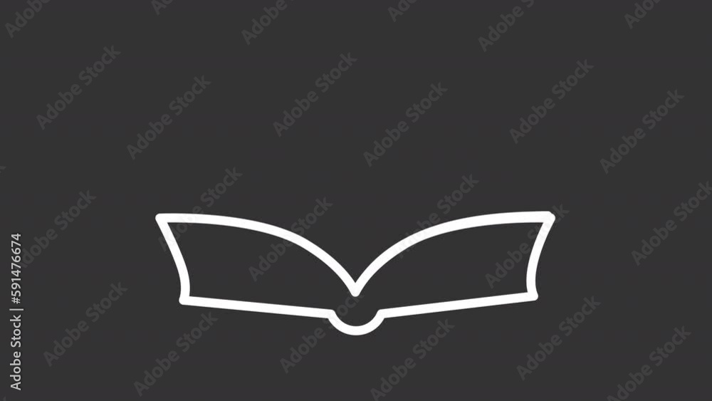 Turning pages white linear animation. Reading book. School education ...