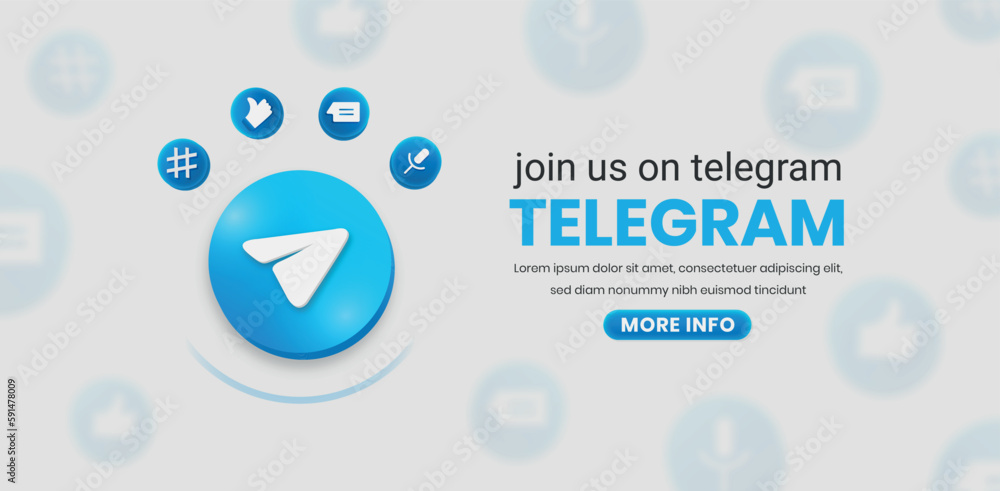 join us on telegram, 3d telegram logo with social media icon, telegram ...