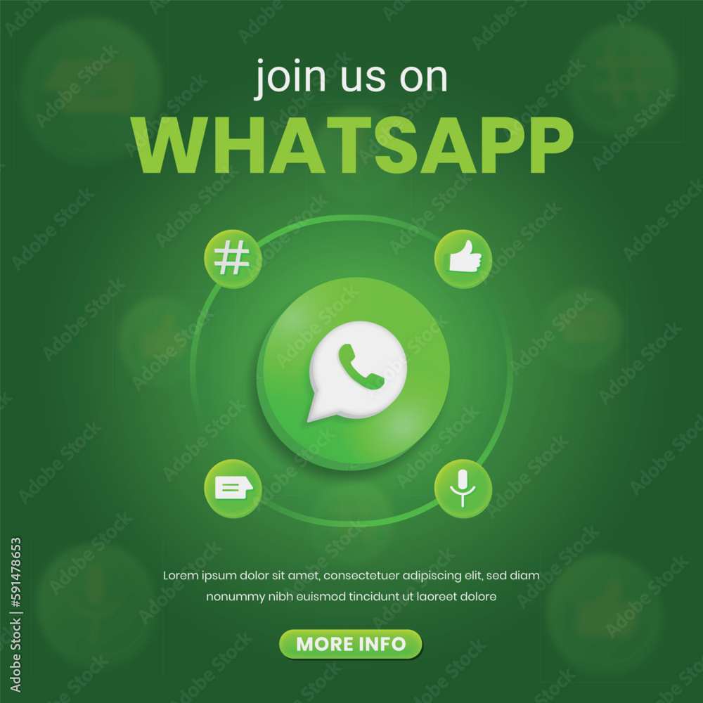 join us on whatsapp, 3d whatsapp logo with social media icon, whatsapp ...