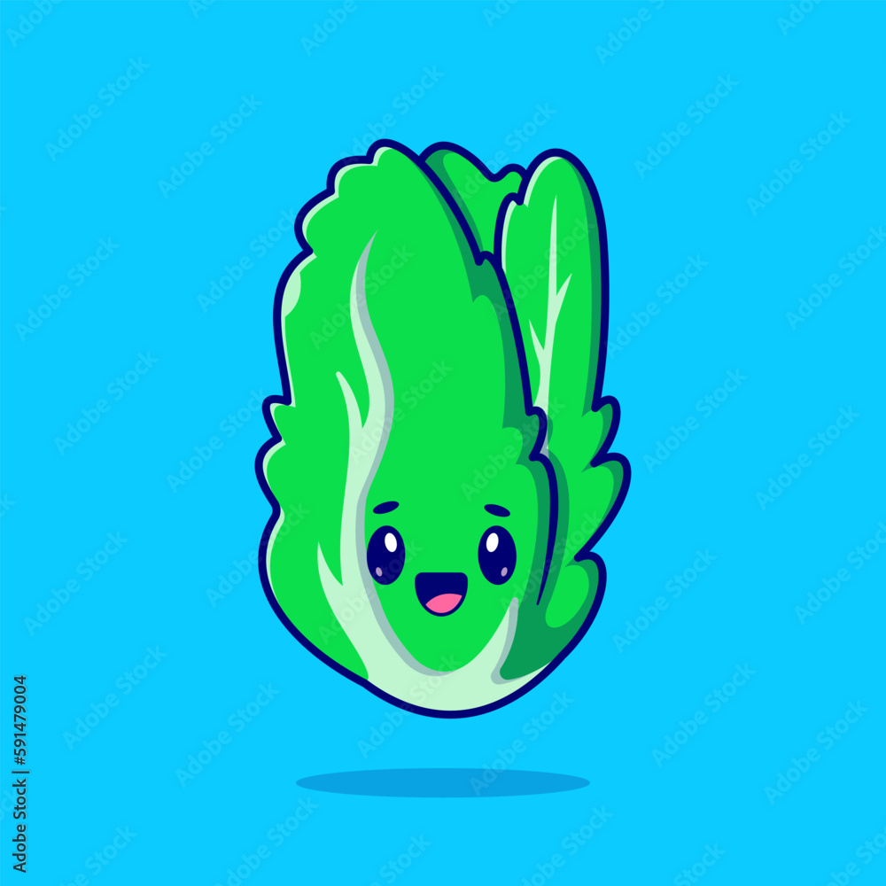 Cute Lettuce Smile Cartoon Vector Icon Illustration. Food Nature Icon ...