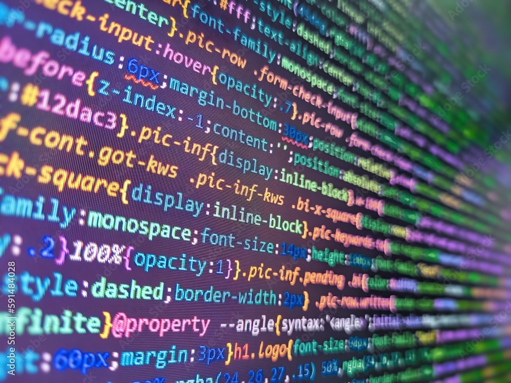 Web development javascript HTML5 code close up. Kelantan, Malaysia - April 2, 2017 : Color ...