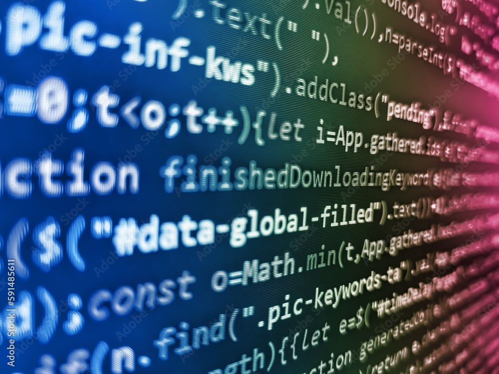 Programming Work Time Blue Background Color White Text Chars And