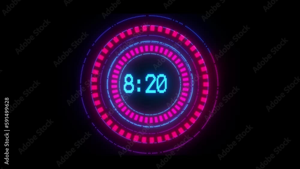 Stockvideon Digital Clock Animation And Hud Animation Background ...