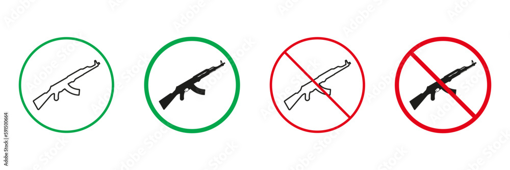 Ak47 Red and Green Warning Signs. Weapon, Assault Rifle Line and ...