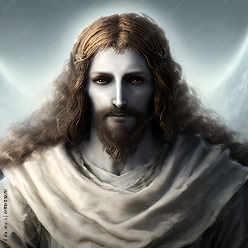 The face of Jesus, a portrait of the wounded and tortured face of ...