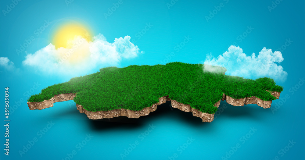 Switzerland Map Soil Land Geology Cross Section Green Grass And Rock ...