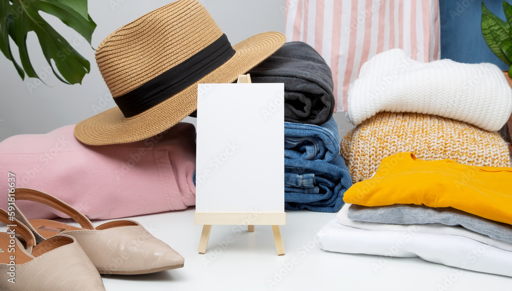 Reduce and reuse concept. Preparing clothes for swap. Waste problem in ...