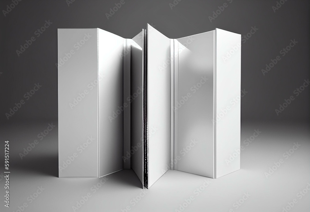 Double gate fold vertical four panel brochure blank white template for ...