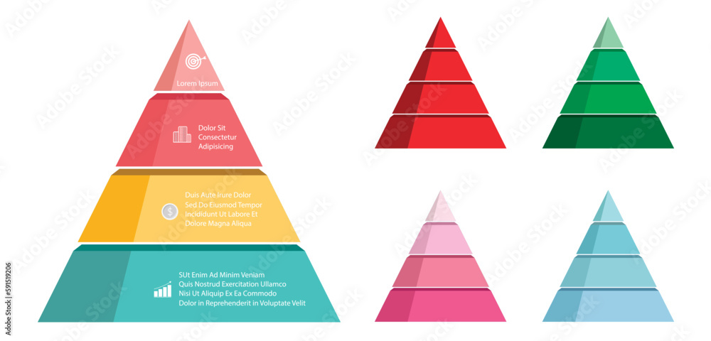 Business and Marketing Concepts, Vector Set of Steps of Pyramid Diagram ...