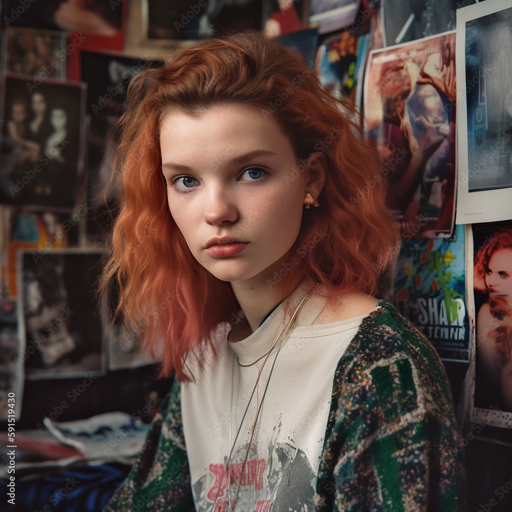 Generative ai portrait beautiful gen z young woman fashionable posing ...