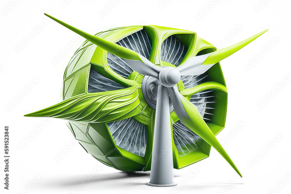 green and renewable power plant model isolated on white background , AI ...