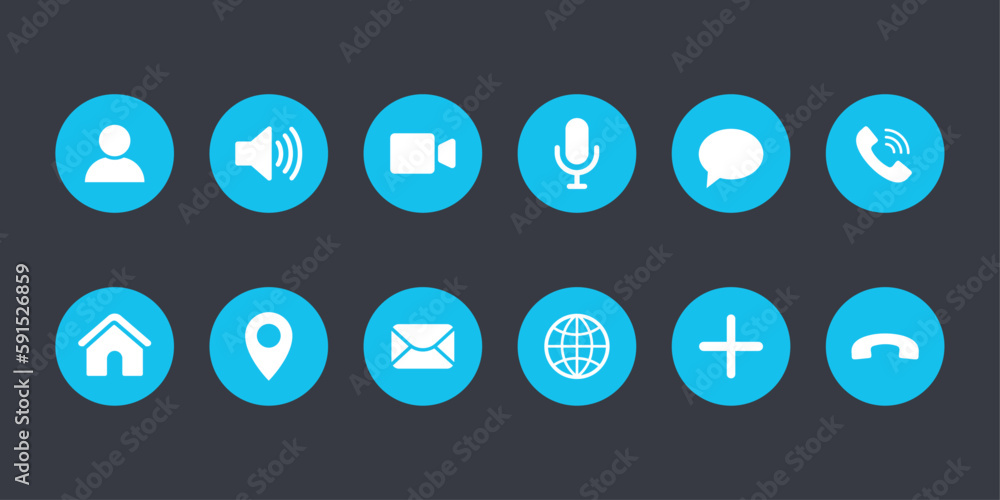 Contact information icons. Call app UI vector icons. Stock Vector ...