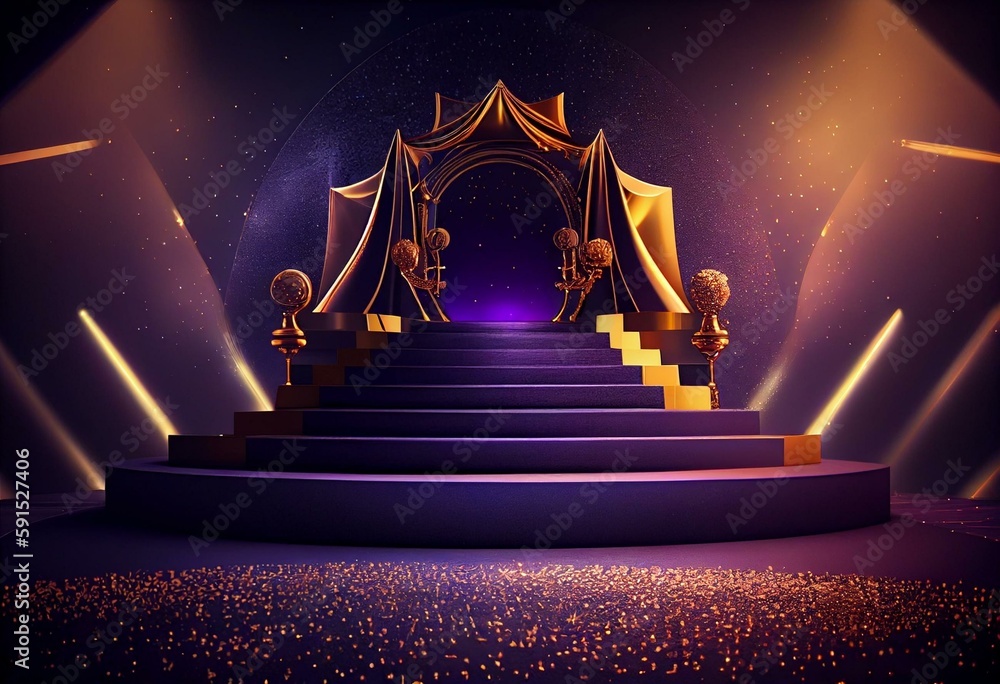 Golden Blue Purple Award Background. Jubilee Night Decorative ...