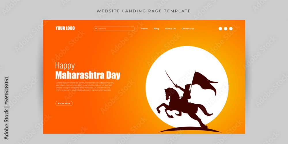 Vector illustration of Happy Maharashtra Day Website landing page ...
