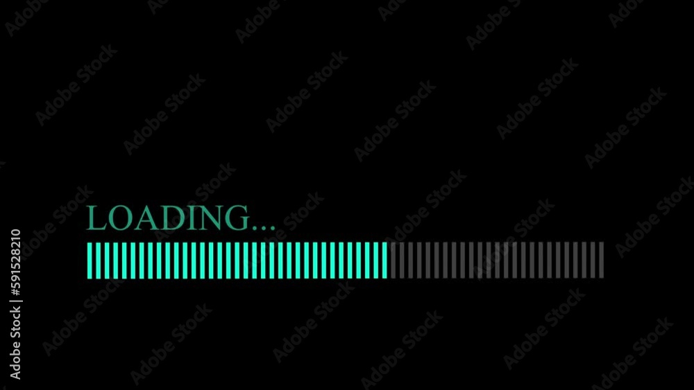 loading bar animation on black screen. Glitchy loading bar. Computer ...