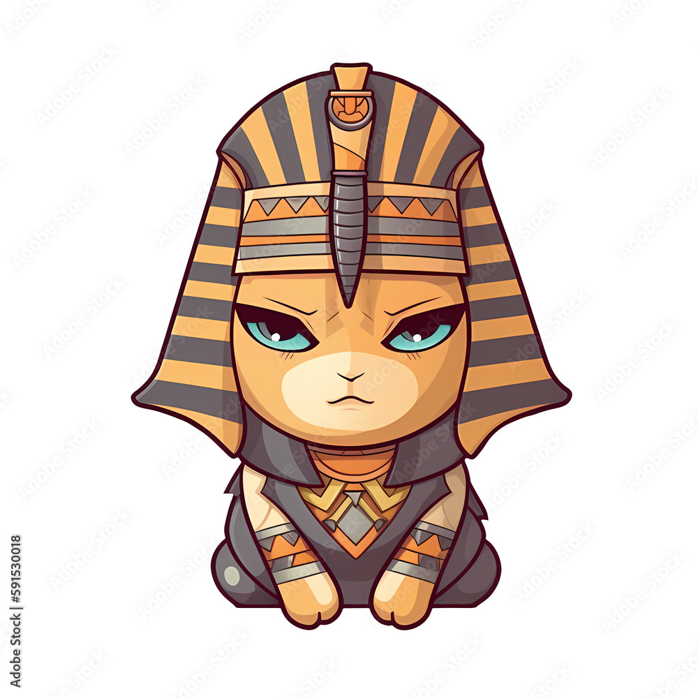 The Mighty Pharaoh cute cartoon illustration of pharaoh for kids Stock Illustration | Adobe Stock