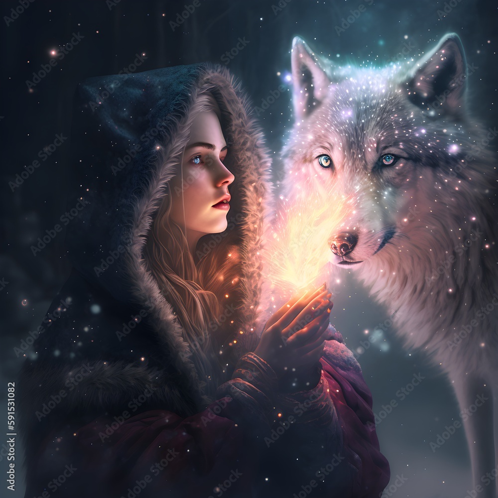ultra realistic female wolf mother snow goddess Perfect girlcasting a ...