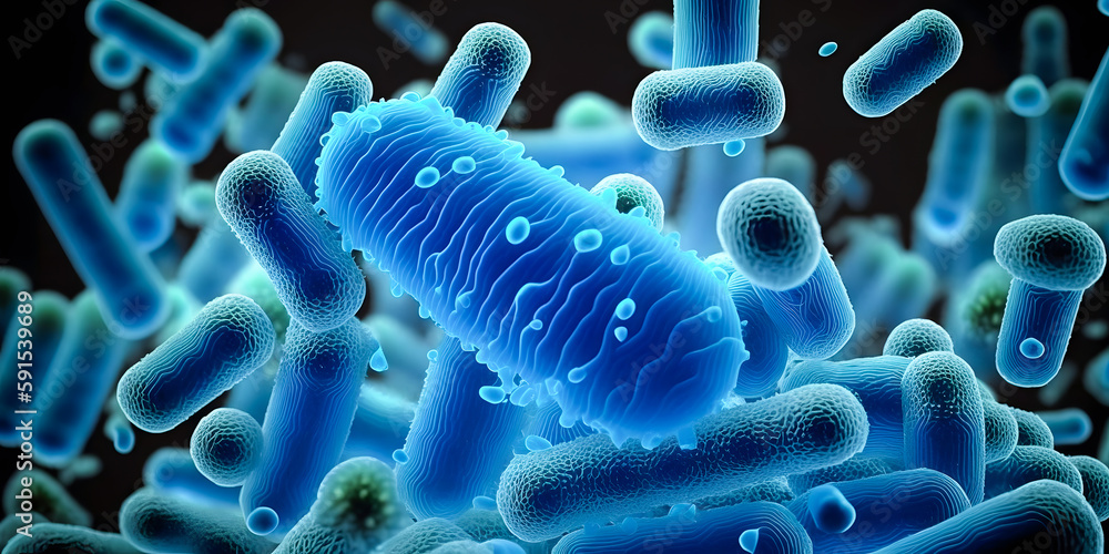 Bacterial colony Bacteria Blue color Microbes. Concept of science and ...