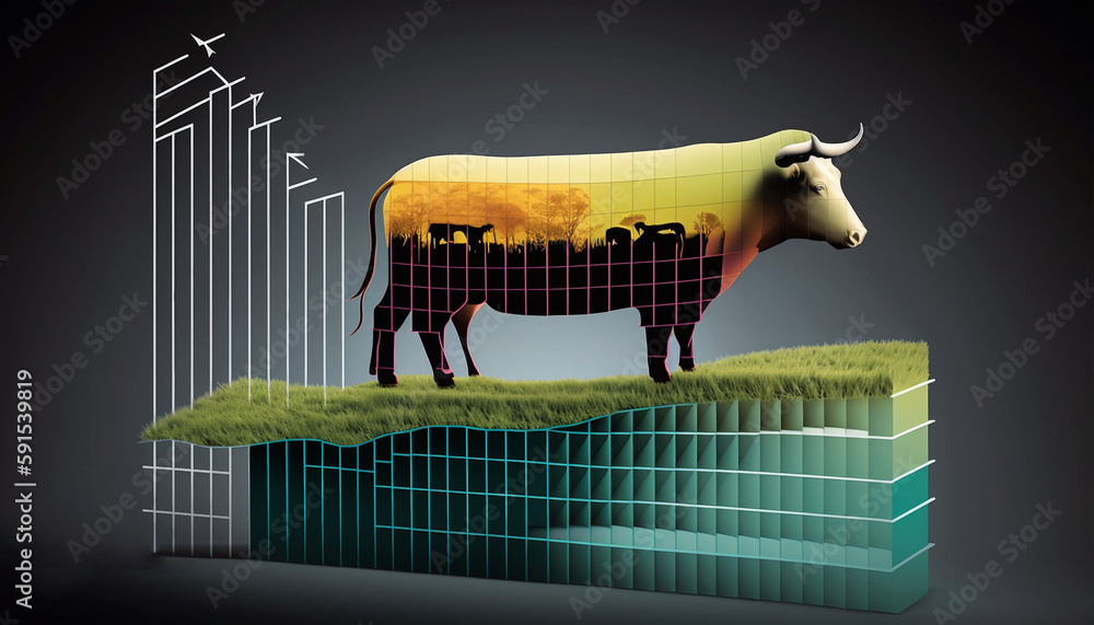 Bar graph of the livestock industry. Meat price growth. Meat ...