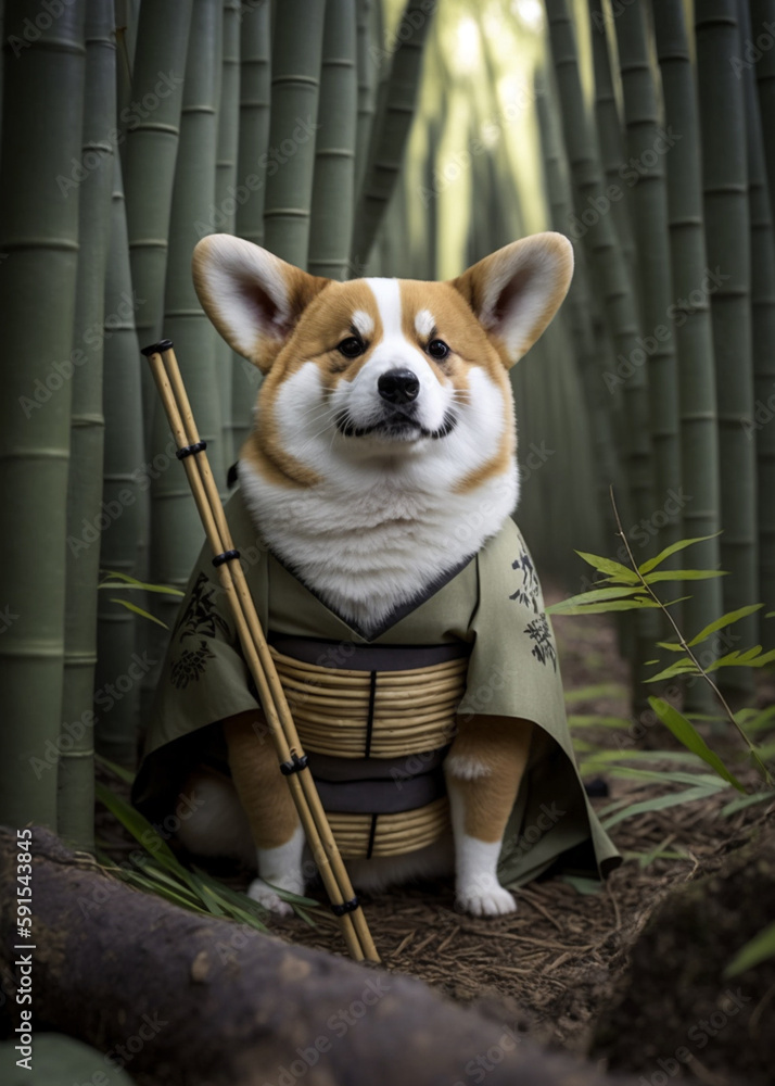 Corgi Dog breed as a samurai with traditional clothing/armor Stock ...