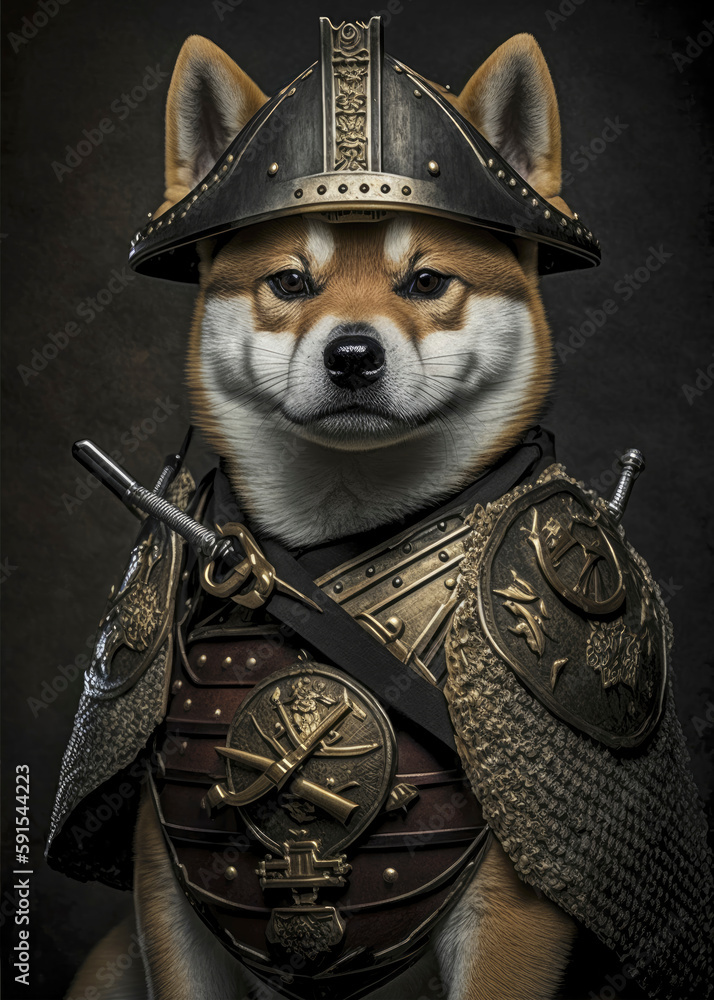 Shiba Inu Dog breed as a samurai with traditional clothing/armor Stock ...