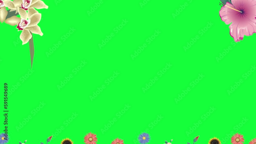 Beautiful Floral frame animation on green screen. Floral frame ...