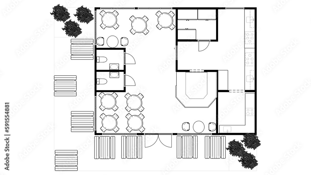Cafe top view plans. Floor plan 3d Cafe floor plan. Coffee house plan ...