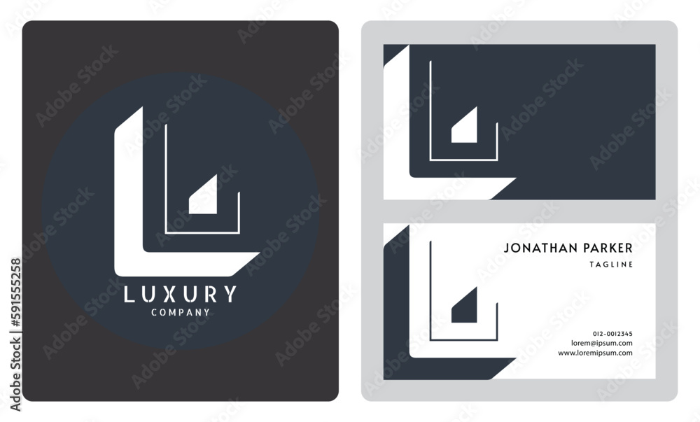 luxury business card design template. Premium letter L logo with luxury ...