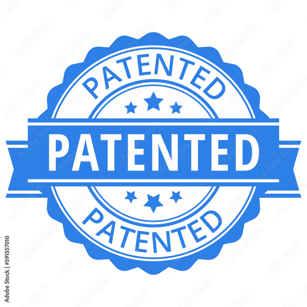 Patented. Blue sticker. Vector illustration. Stock Vector | Adobe Stock