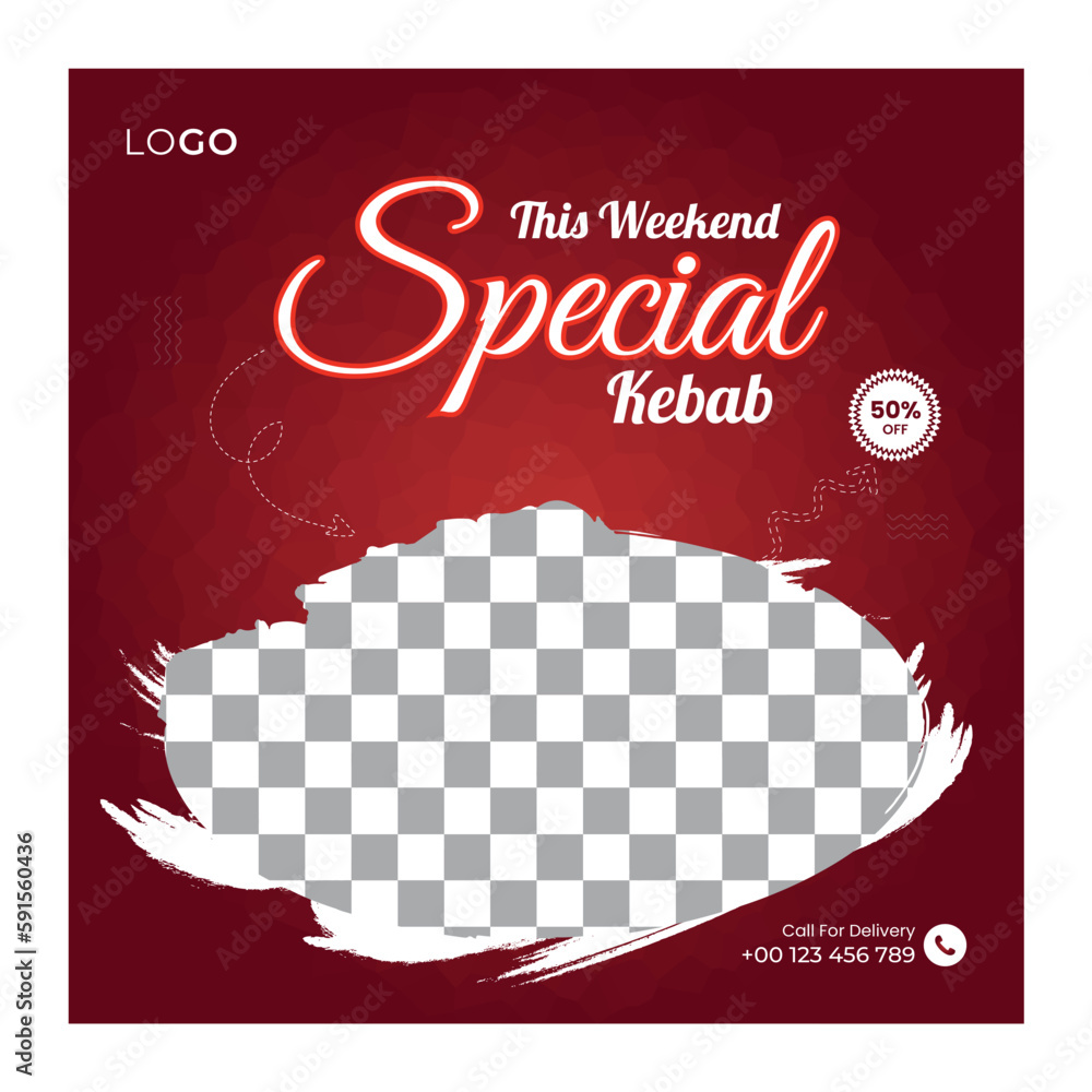 Yummy shish kebab food social media post design. Food social media post ...
