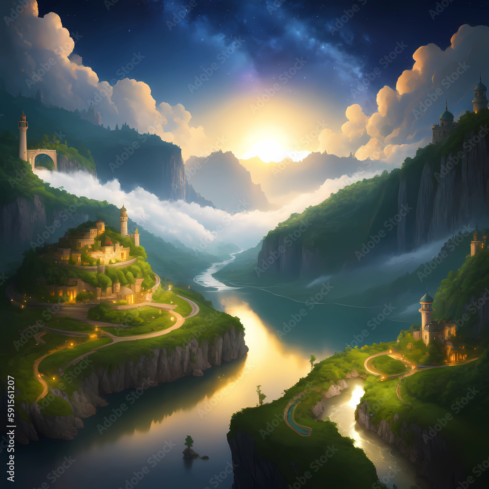 ai generated art generative ai, heavenly island, majestic dreamland ...
