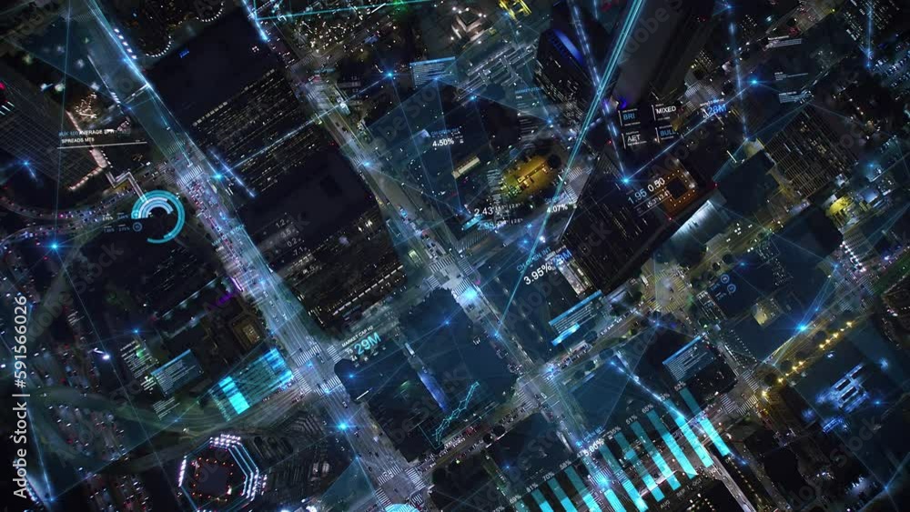 Stockvideon Business, Financial and Communication Network on Aerial ...