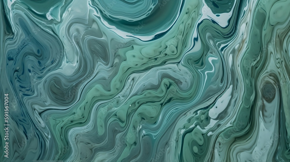 Digital Pattern Art - Blue and Green Marble Texture with Flowing Lines ...
