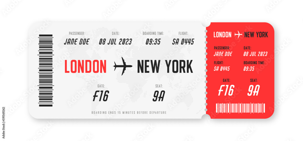 Vetor de Boarding pass template. Airline ticket design with abstract ...
